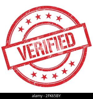 VERIFIED word written on red round postal stamp sign Stock Photo - Alamy