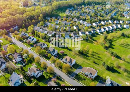 Suburban neighborhood with condominium complex. Suburban area with ...