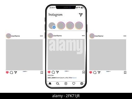 Instagram post interface, vector mockup template Stock Vector Image ...