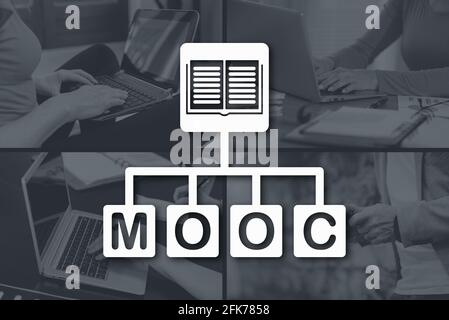 Mooc concept illustrated by pictures on background Stock Photo - Alamy