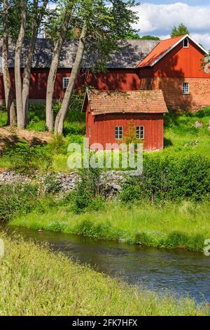 Beautiful rural landscape. River in the village. Landscape Stock Photo ...