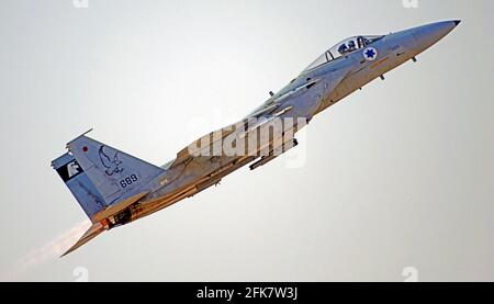 A McDonnell Douglas F-15C Eagle Baz aircraft of the Israeli Air Force ...