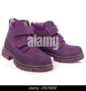 Pair of stylish kid's shoes isolated on white Stock Photo - Alamy