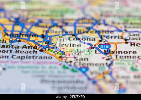 irvine shown on a road map or geography map Stock Photo - Alamy