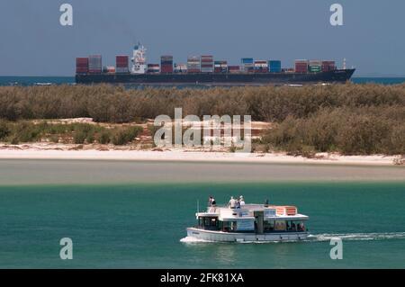Ships following the main commercial channel south to Brisbane ...