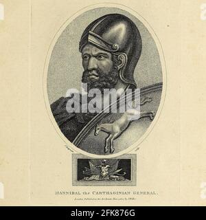 Hannibal, 247 - 183 BC, carthaginian General, portrait, ancient bust ...