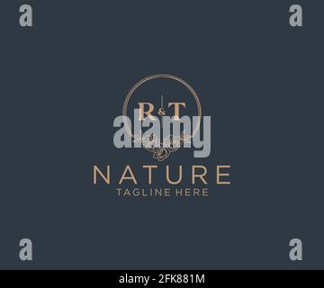 RT letters Botanical feminine logo template floral, editable premade ...