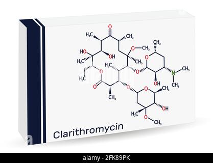 Clarithromycin molecule. It is antibacterial drug, semisynthetic ...