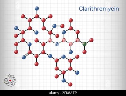 Clarithromycin molecule. It is antibacterial drug, semisynthetic ...