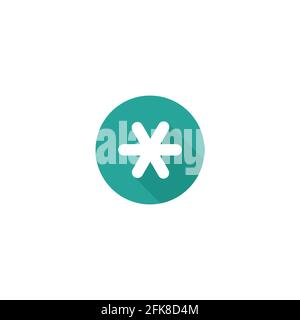 white asterisk footnote with shadow in green circle icon. Asterisk sign ...