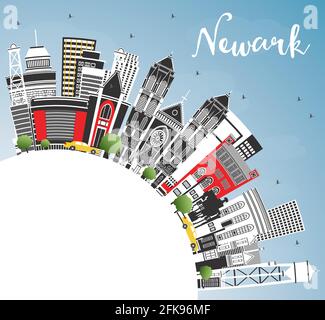 United States, Newark tourism landmarks, vector city travel ...