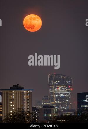 A Supermoon in the night sky over Miramar, Florida. The supermoon ...