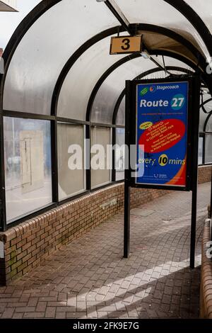 MERTHYR TYDFIL, WALES - 08 APRIL 2021: Old Merthyr bus station has not ...