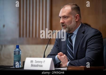Tommy Beaudreau, Deputy Secretary of the Interior, speaks during a news ...