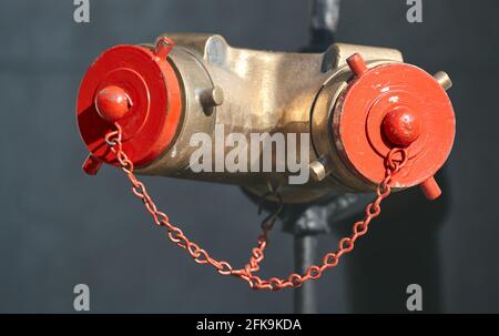 Close up picture of a standpipe on a street of New York, selective ...