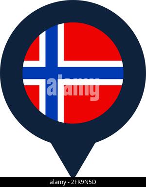 Vector flag Norwegian. Location point with flag Norway inside. Color ...