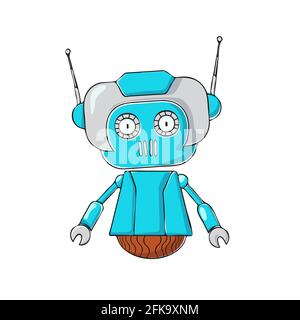 Cute little bot freehand drawing vector over white Stock Vector Image ...