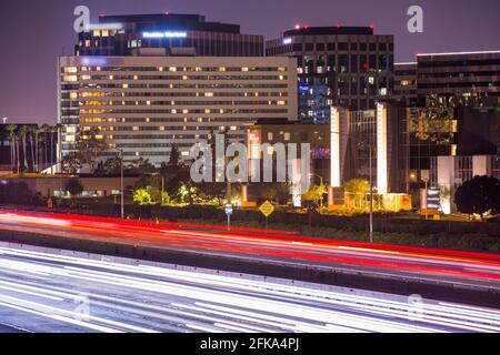 Nighttime view of the skyline of Irvine, California, USA Stock Photo ...