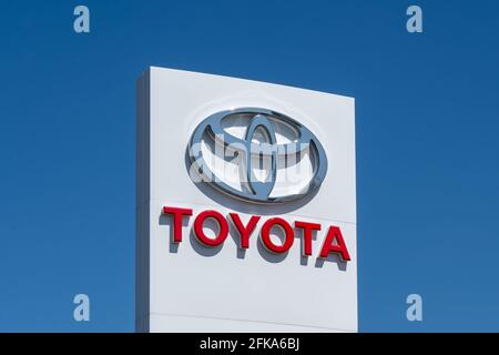 Barrie, Ontario, Canada - August 4, 2019: Close up of Lexus pole sign ...