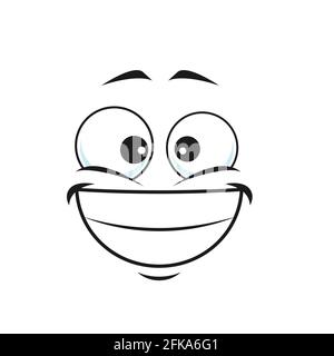 Smiling emoji with big toothy smile isolated icon. Vector grinning ...