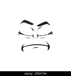 Cartoon face vector icon, resentful emoji with puff out cheeks and ...