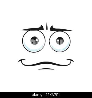 Indifferent uncertain emoji, comic smiley head isolated depressed ...