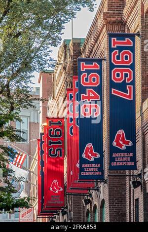 Fenway Park Championship Banners on Yawkey Way, Boston, Massachusetts ...