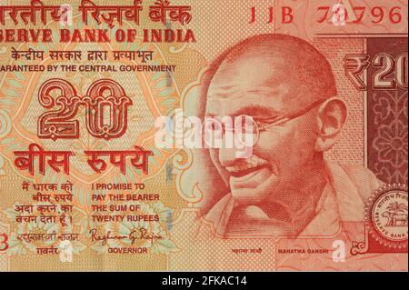 20 rupees banknote, Mahatma Gandhi, India, 2006 Stock Photo - Alamy