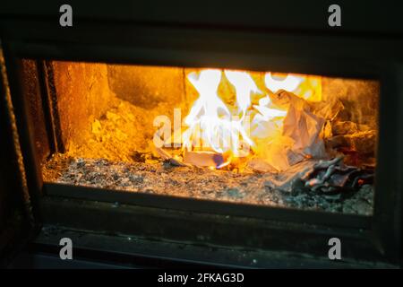 Burning important documents, burning the past, burning evidences Stock ...