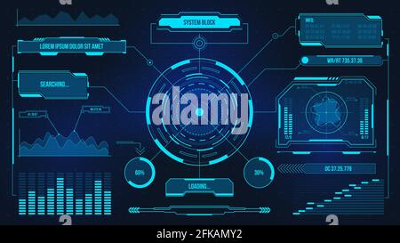 Futuristic user interface. UI Technology background. Spaceship hightech ...