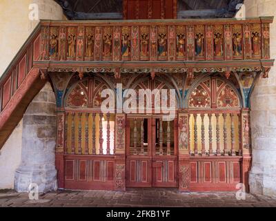 Superb polychrome wooden rood screen dating from the 16th century of ...