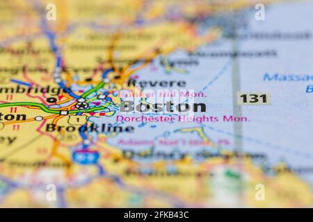 Boston Massachusetts USA Shown on a Geography map or road map Stock ...