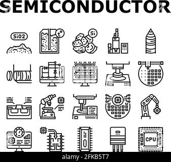 Semiconductor Manufacturing Plant Icons Set Vector Stock Vector Image ...