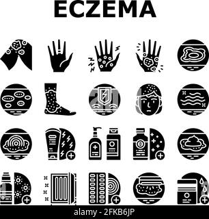 Eczema Disease Treat Collection Icons Set Vector Stock Vector Image ...