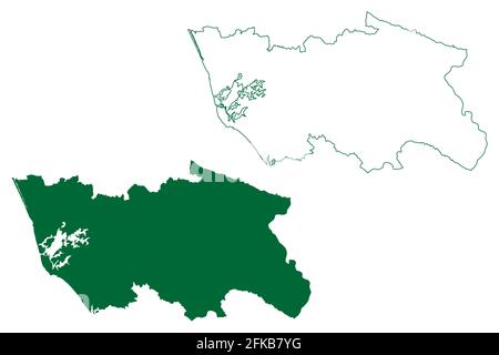 Kollam district (Kerala State, Republic of India) map vector ...