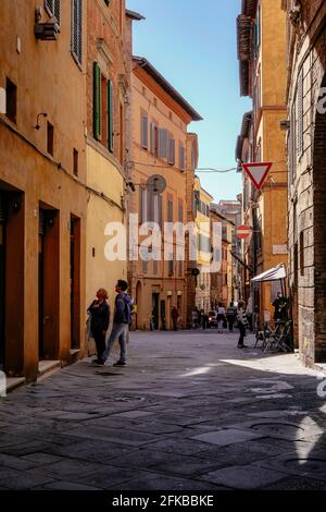 People in the Medieval Streets of Siena - Tuscany, Italy Stock Photo ...