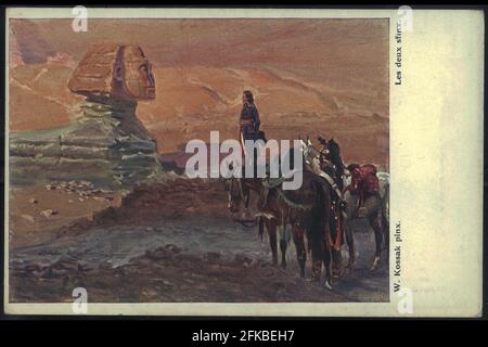 Napoleon Bonaparte in Egypt before the mummies of the pharaohs Stock ...