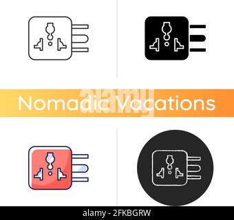 Travel adapter chalk white icon on black background Stock Vector Image ...