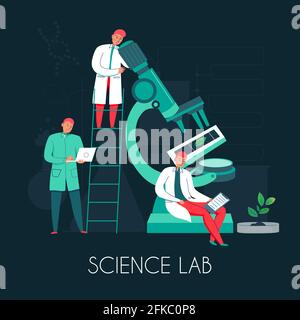 Science microscope composition with images of microscope step ladder ...