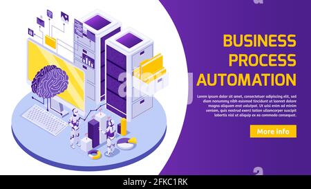 Robotic process automation horizontal banner with isometric images of ...