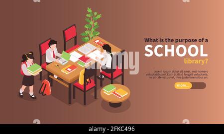 Junior primary school class isometric composition with teacher at white ...