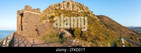 Panoramic photo of the old coastguard watch tower at Hurlstone Point in ...