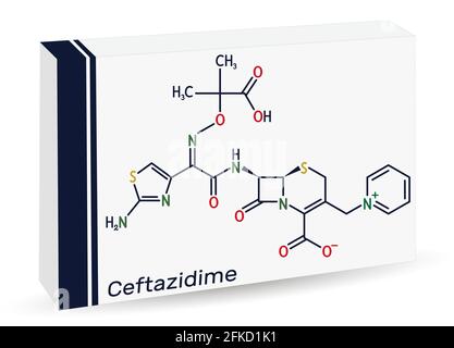 Ceftazidime molecule. It is cephalosporin, semisynthetic, antibacterial ...