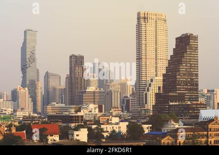 Aerial view of Bangkok modern office buildings, condominium in city ...
