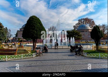 Istanbul, Turkey. Sultan Ahmed I., his wife and three of his sons Osman ...