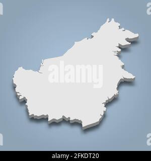Borneo island map in Indonesia. Simple outline. Vector hand drawn ...