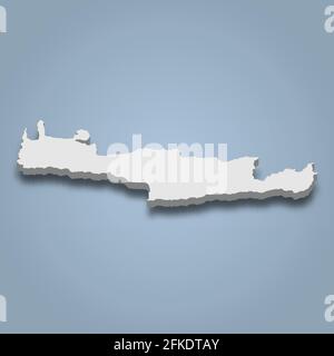 An isometric map of Crete is an island in the Dodecanese archipelago ...