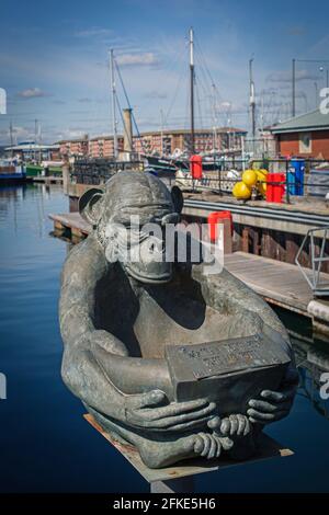 Statue of the monkey hanged as a French spy at Hartlepool England UK ...