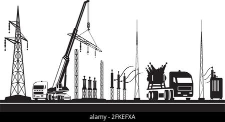 Power grid substation - vector illustration Stock Vector Image & Art ...