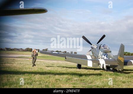 American war plane at Jersey airport old crow pilot aircraft wings wing ...
